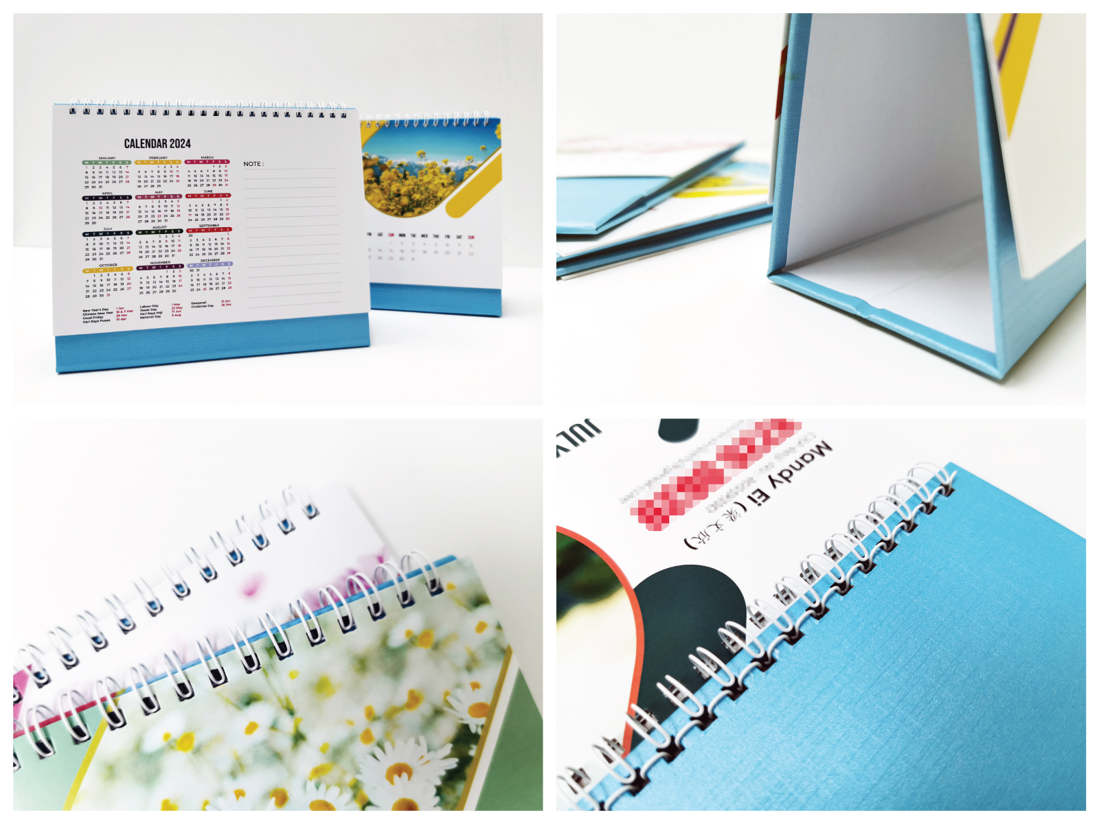 Metallic Pastel Blue Desktop Calendars